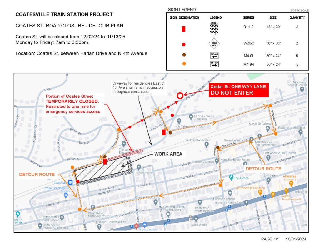 Coates St. Road Closure Detour Plan - City of Coatesville